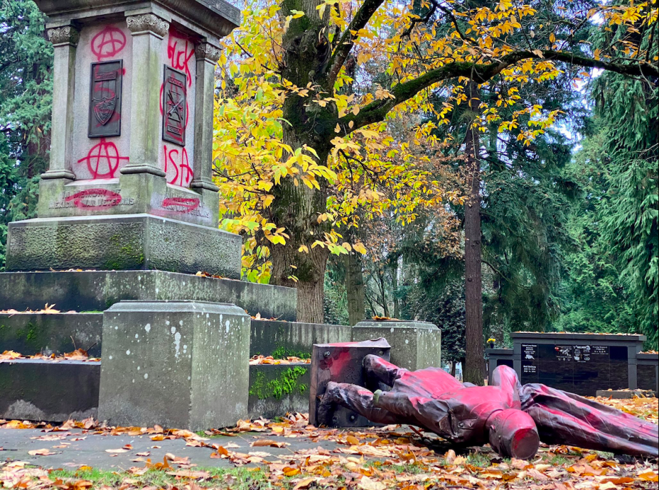 Portland: Monument to Genocide Toppled and Defaced – PUGET SOUND ANARCHISTS